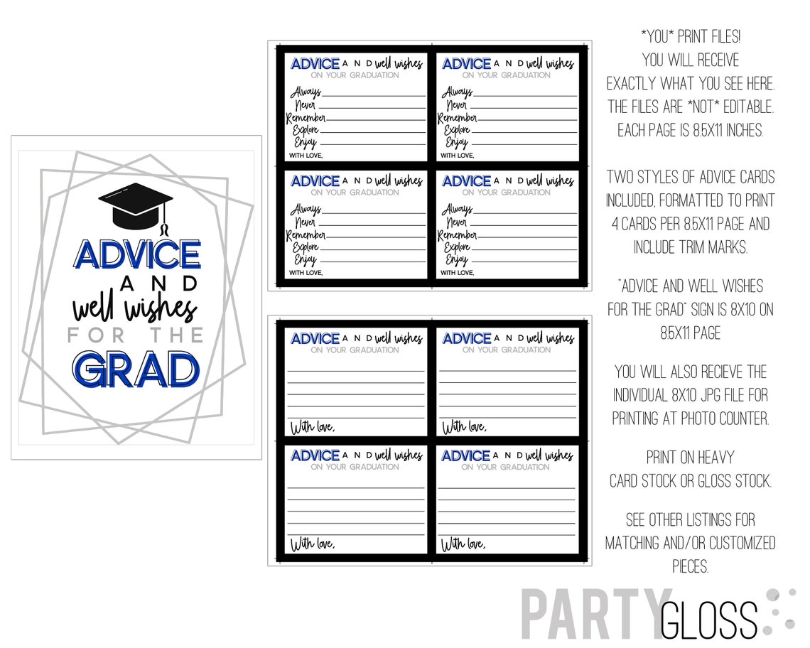 Graduation Advice Cards Grad Party Advice Sign Class of | Etsy
