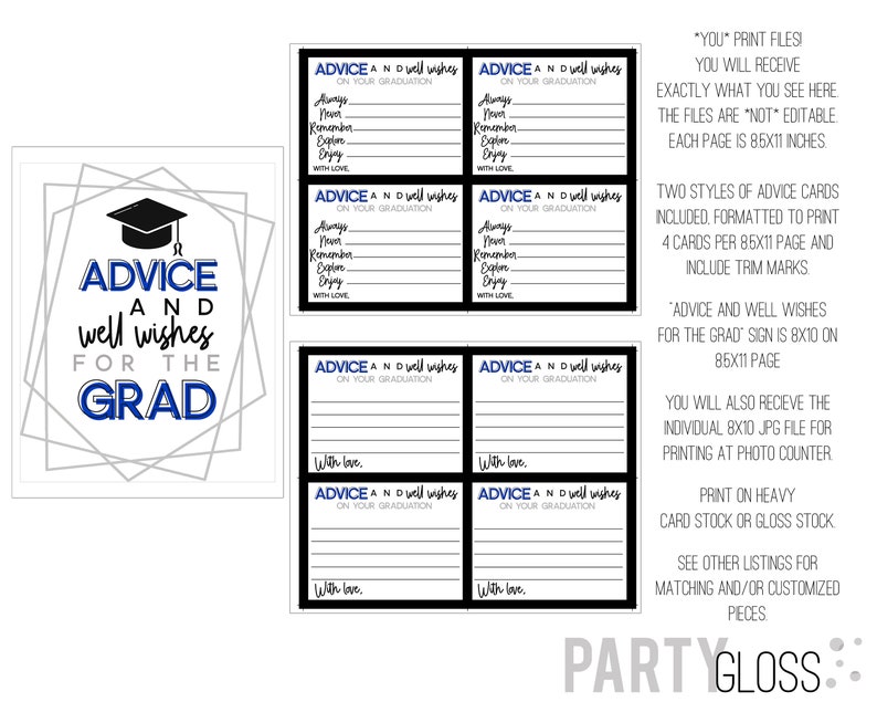 Graduation Advice Cards Grad Party Advice Sign Class of | Etsy