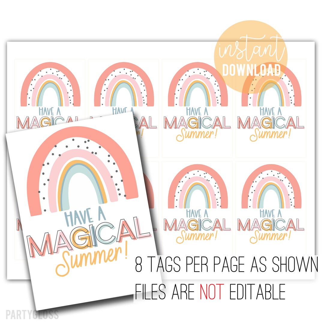 End of the Year Summer Printable | Magical Summer Tag | Boho Rainbow ...