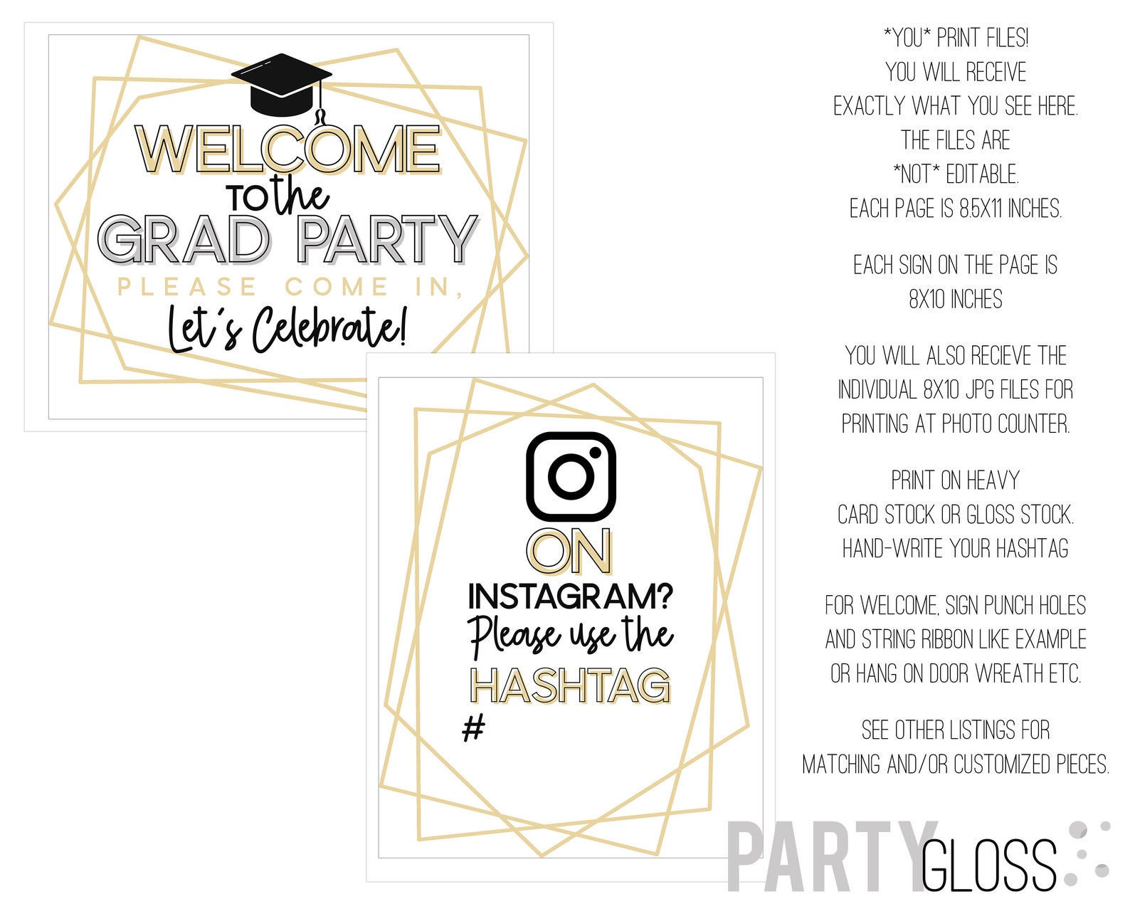 Graduation Welcome Sign Grad Party Hashtag Sign Class of - Etsy