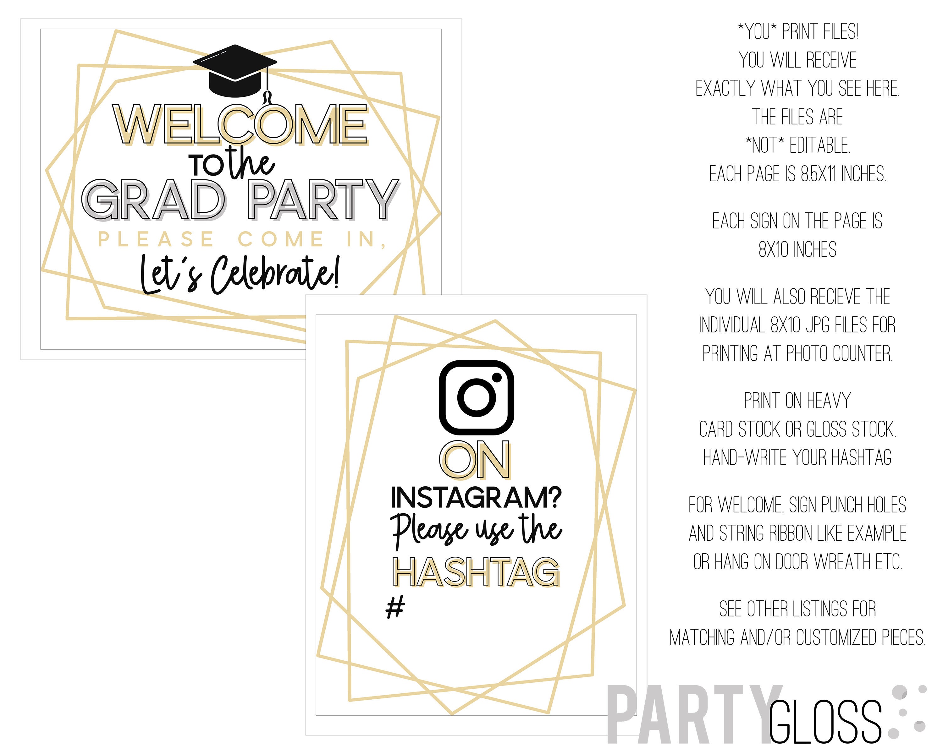 Graduation Welcome Sign | Grad Party Hashtag Sign | Class of 2020 ...