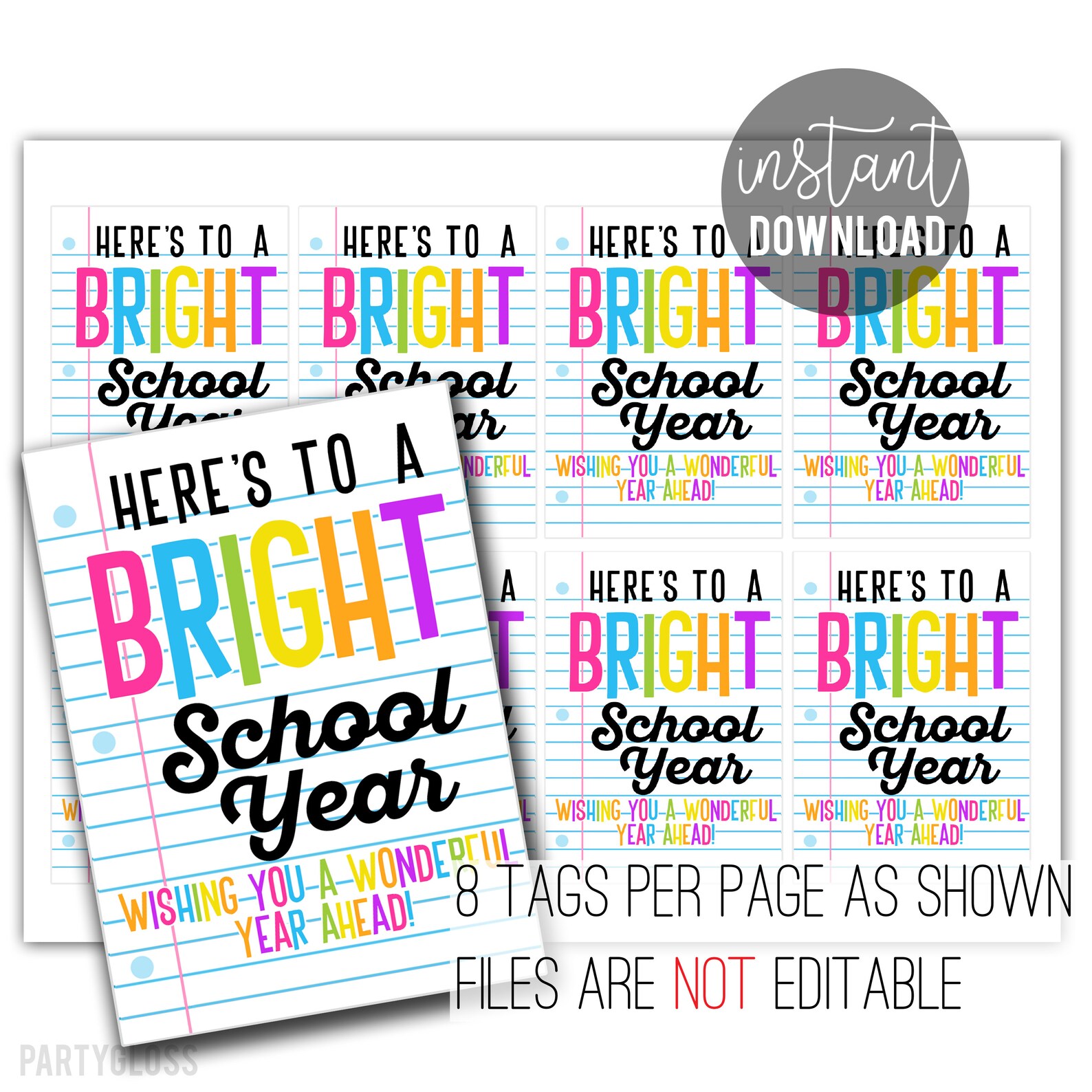 Back to School Printable Gift Tags, Staff PTA PTO Teacher Appreciation ...