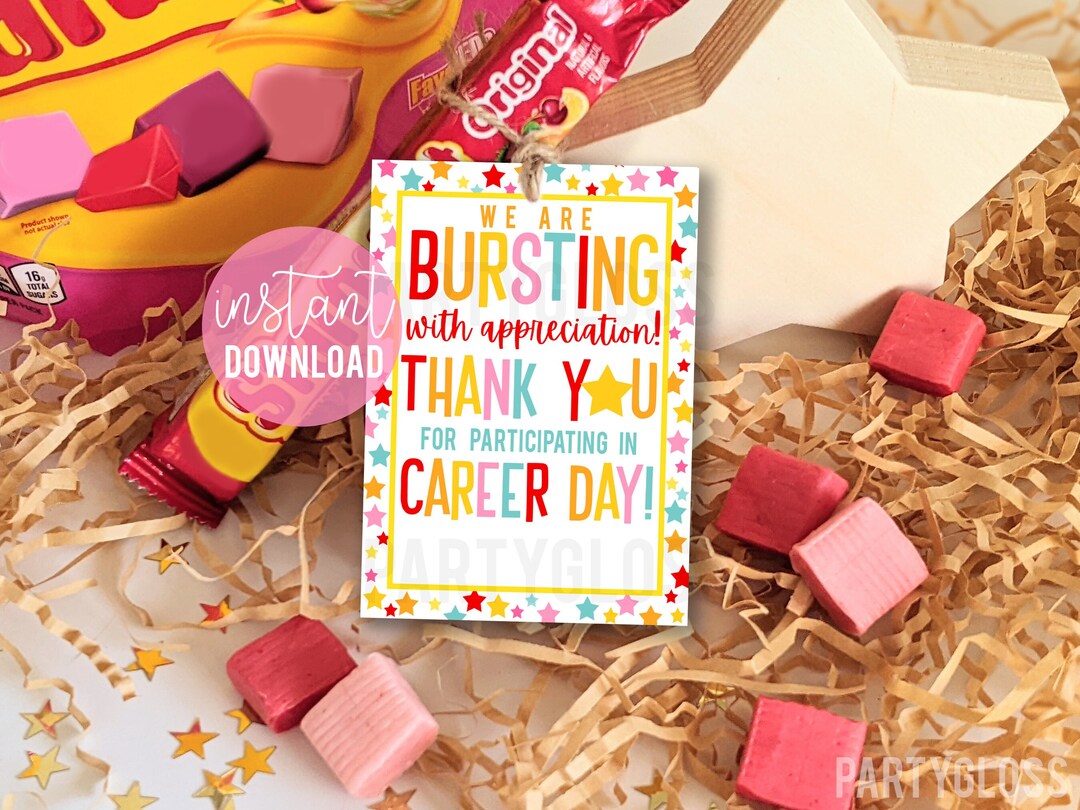 Career Day Printable Gift Tags, Volunteer Appreciation PTA PTO, School ...