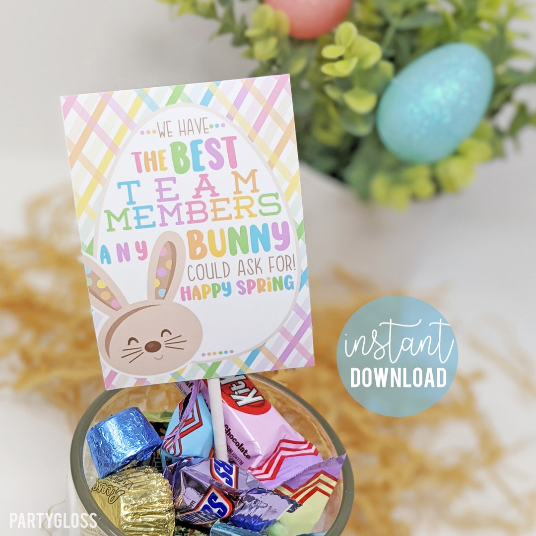 Team Member Appreciation Printable Tags, Easter Bunny Happy Spring Tag ...