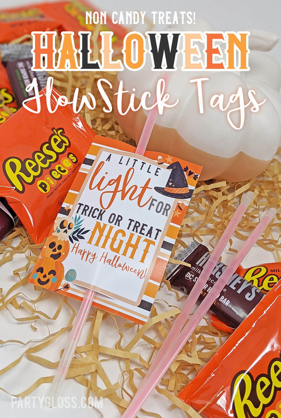 Halloween Glow Stick Printable Tag Trick or Treat Tag - Etsy