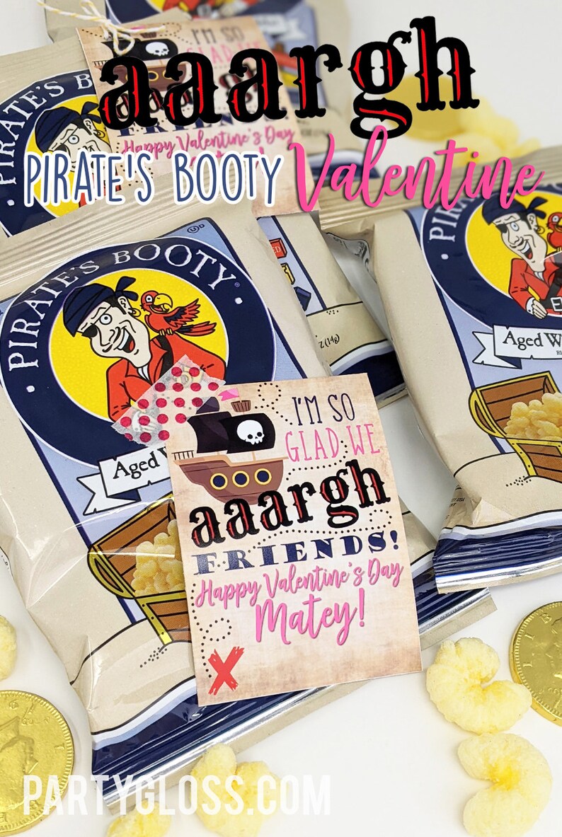 Pirate Valentine's Day Printable Tag Valentine Booty Class Team Friend ...