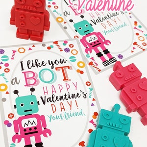 Robot Girl Valentine's Day Printable Tags Like You A Bot Class Team ...