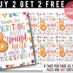 Bagel Printable Tag Teacher Appreciation Tags Bagel Printable Staff ...
