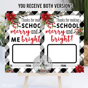Christmas Teacher Printable Gift Card Holder, Holliday Teacher Giftcard ...