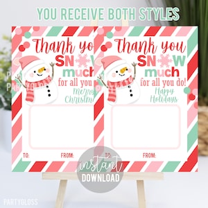 Snowman Happy Holidays Printable Gift Card Holder, Thank You Snow Much ...