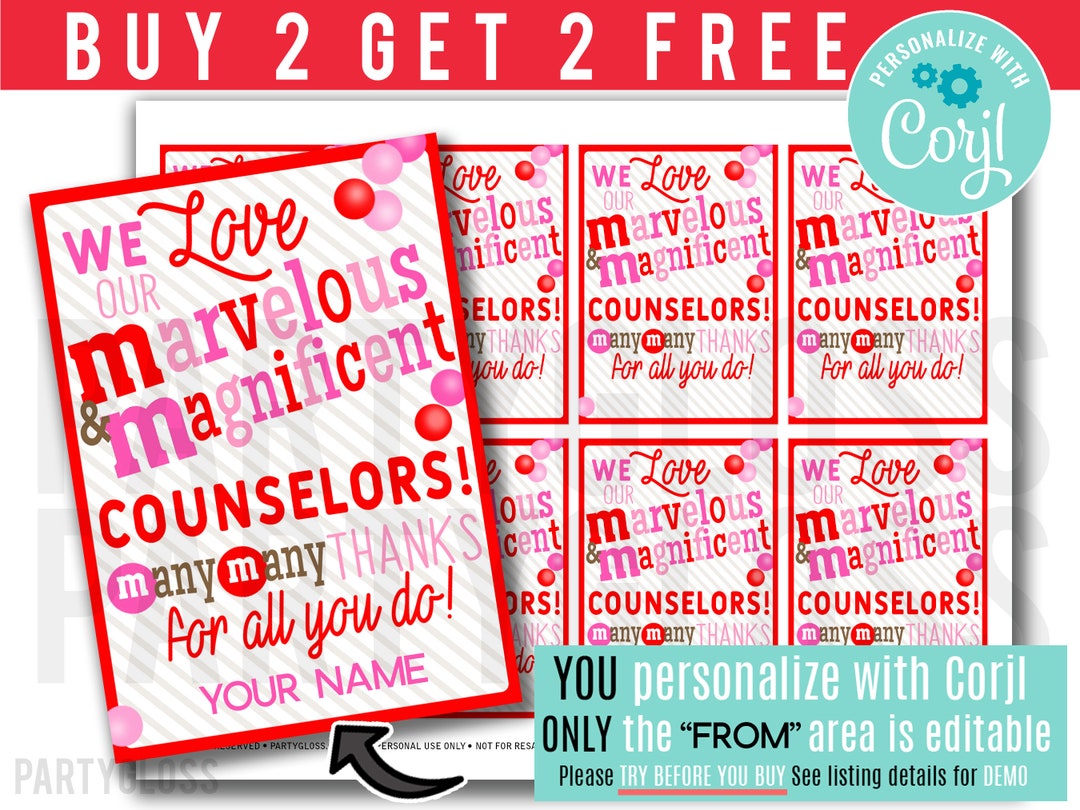 Editable Counselors Valentine's Day Printable Tags, School Staff ...