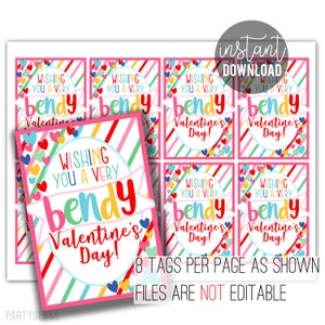 Bendy Valentine's Day Printable Valentine Tag Class Bracelet Slappy ...