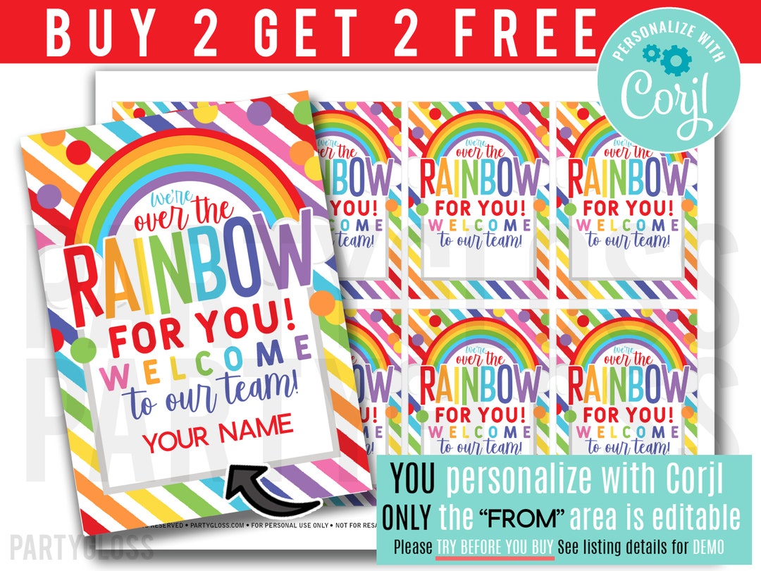 Editable Over the Rainbow for You Printable Gift Tags Welcome to Our ...