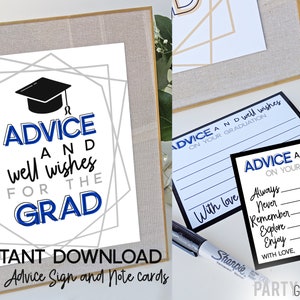 Graduation Printable Package Blue Silver Black Grad Party Decor Class ...