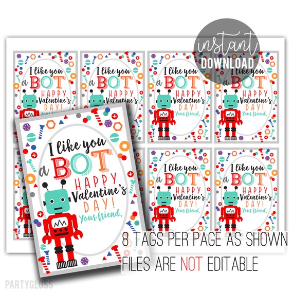 Robot Valentine Printable Labels