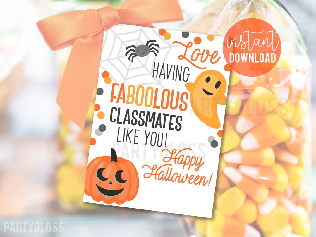 Halloween Classmate Appreciation Printable Gift Tags, Class Candy Treat ...