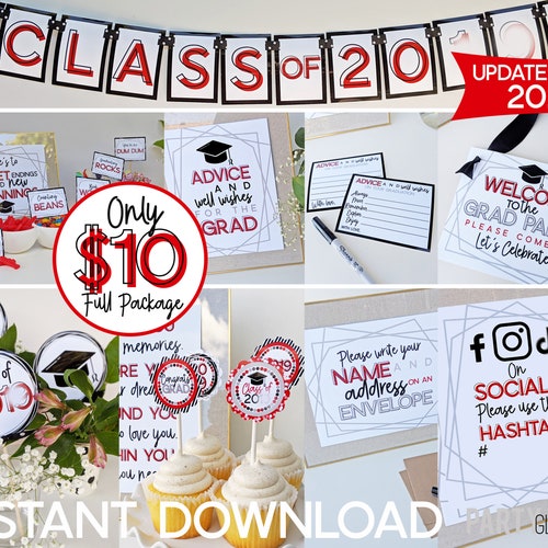 Graduation Printable Package Grad Party Decor Class of - Etsy