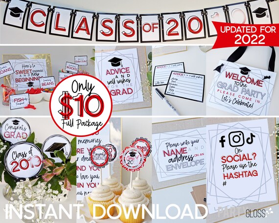 Graduation Printable Package Grad Party Decor Class of - Etsy
