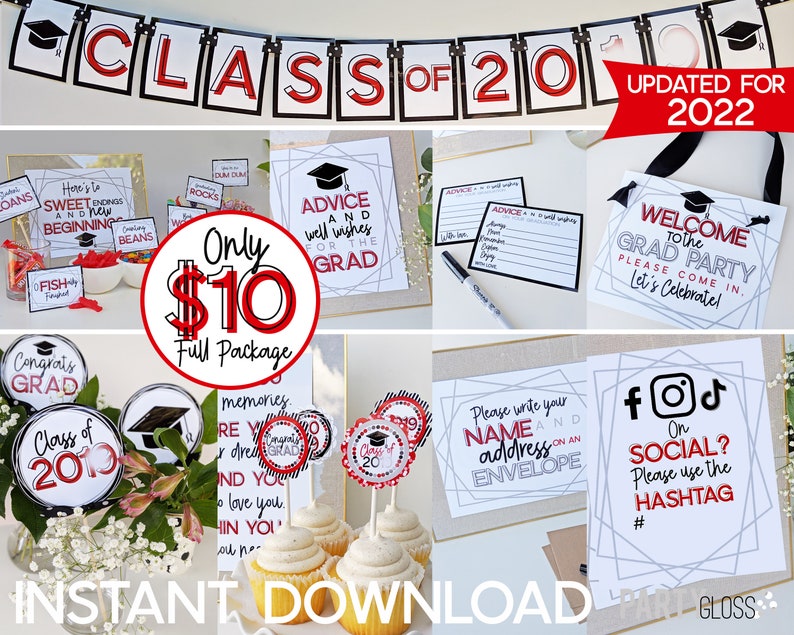 Graduation Printable Package Grad Party Decor Class of - Etsy