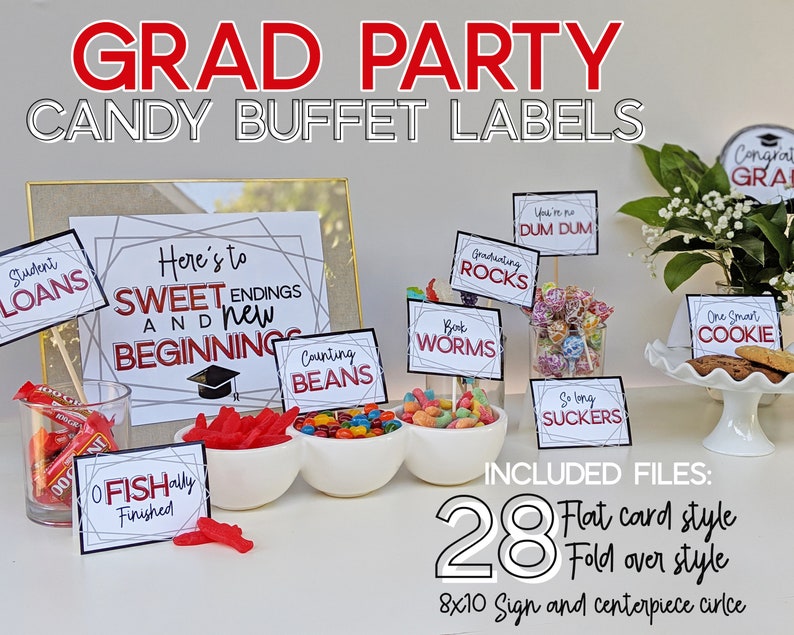 Graduation Candy Buffet Labels, Grad Candy Bar Labels Grad Night Party ...