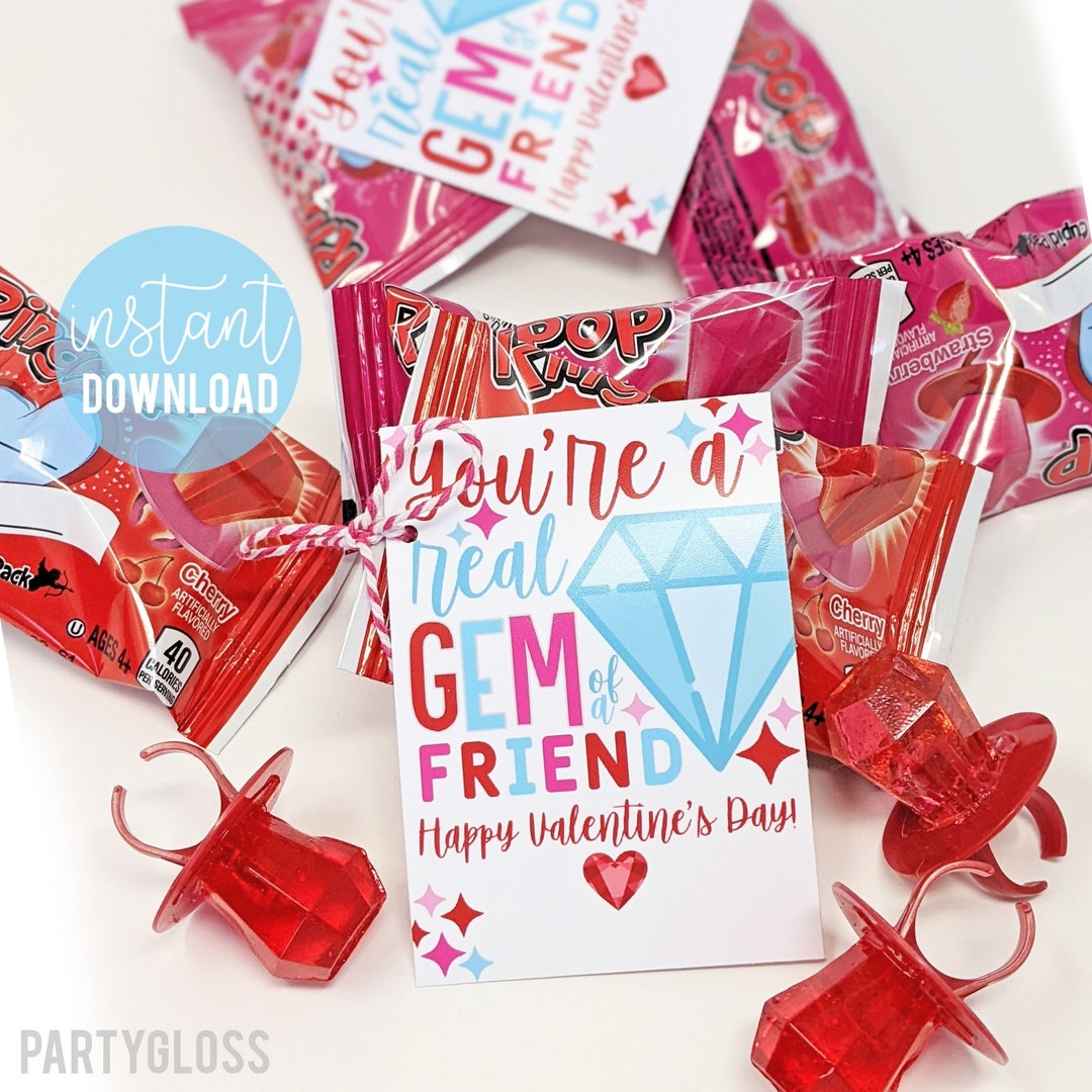 Valentine's Day Ring Candy Pop Printable Valentine Gift Tags, Gem of A ...