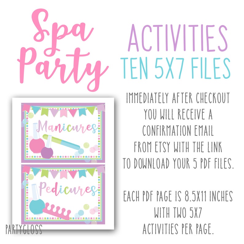 Spa Party Printable Signs Spa Activity Station Signs Spa - Etsy