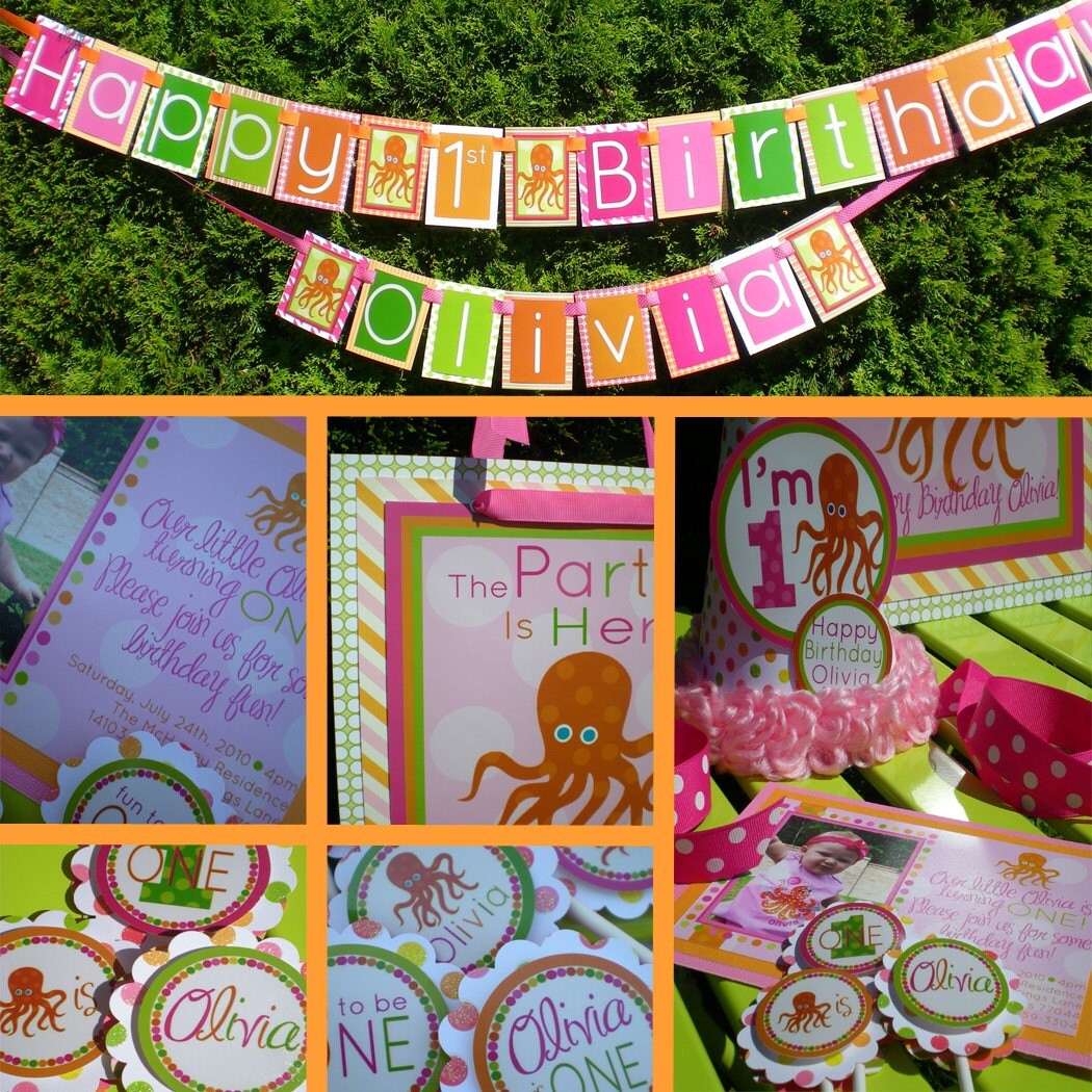 Octopus Birthday Party Decorations Fully Assembled Pink Orange | Etsy