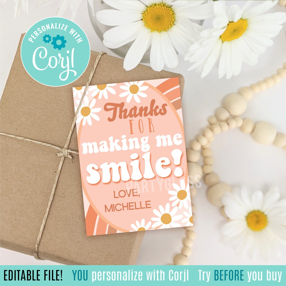 Editable Groovy Appreciation Printable Tag | Groovy Boho Daisy | Friend ...