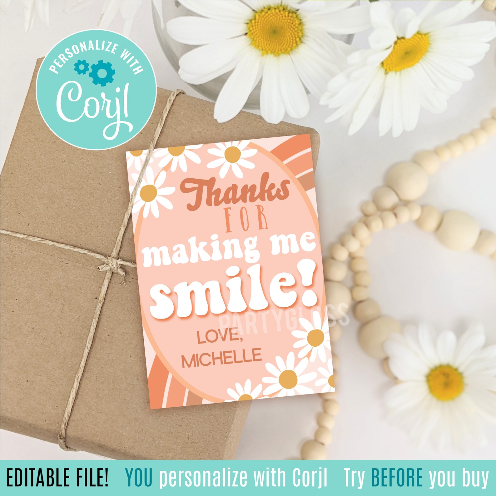 Editable Groovy Appreciation Printable Tag Groovy Boho Daisy - Etsy