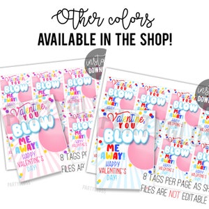 You Blow Me Away Valentine's Day Printable Gift Tags, Lollipop ...