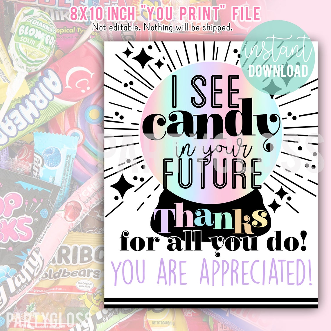 Crystal Ball Candy 8x10 Printable Sign Police Fire EMT - Etsy