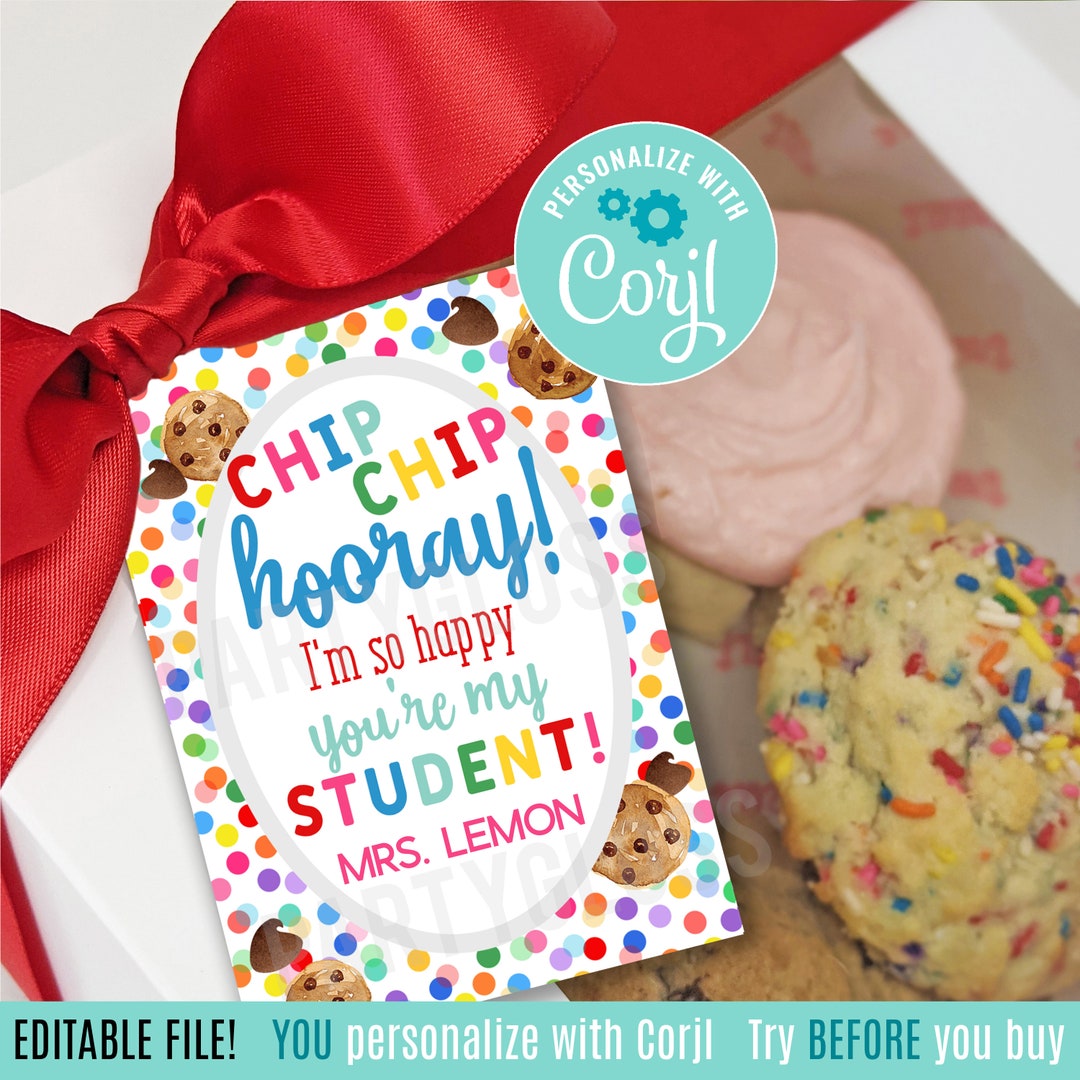 Editable Chip Chip Hooray Back to School Printable Gift Tags First Day ...