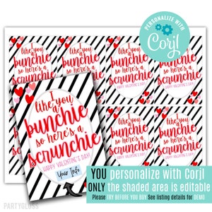 Editable Scrunchie Valentine's Day Printable Tag Class Team Friend ...