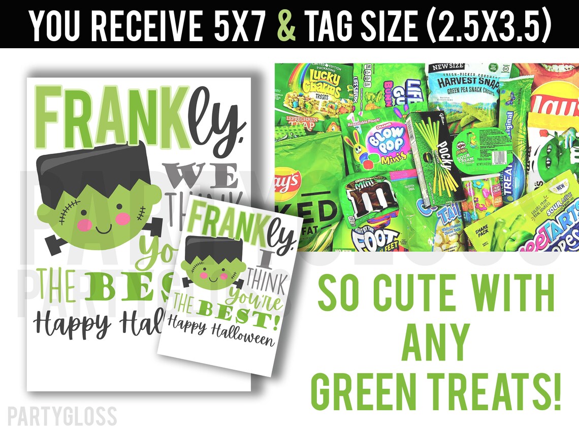 Frankenstein Halloween Printable Gift Tags, PTO PTA Candy Treat Tag ...