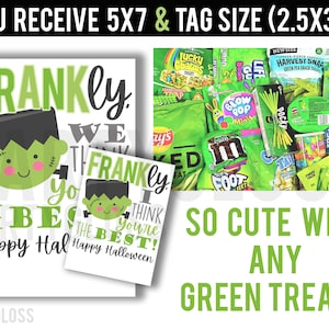 Frankenstein Halloween Printable Gift Tags, PTO PTA Candy Treat Tag ...