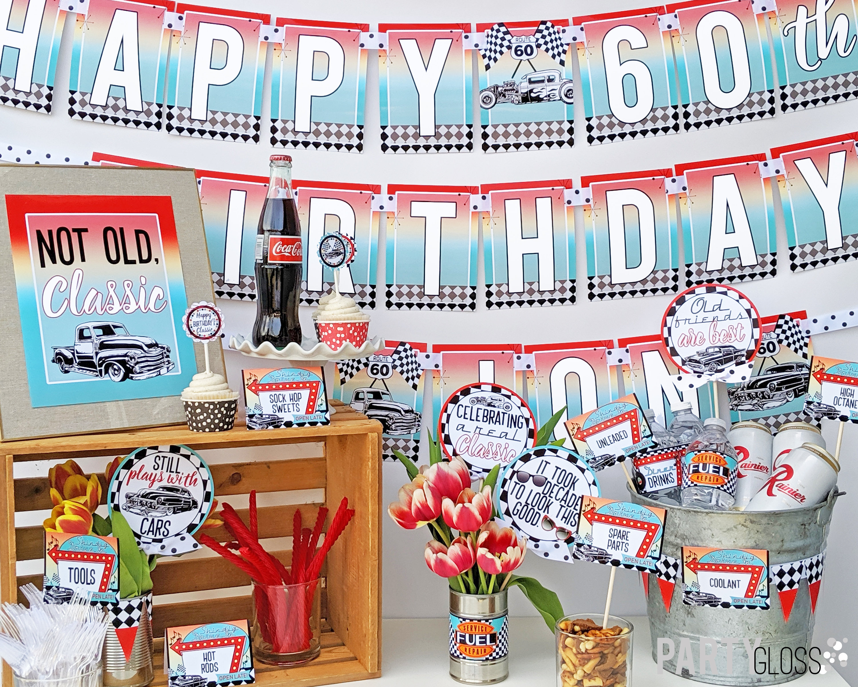 Classic Car Hot Rod Diner Instant Download Birthday Party Package, Dad ...