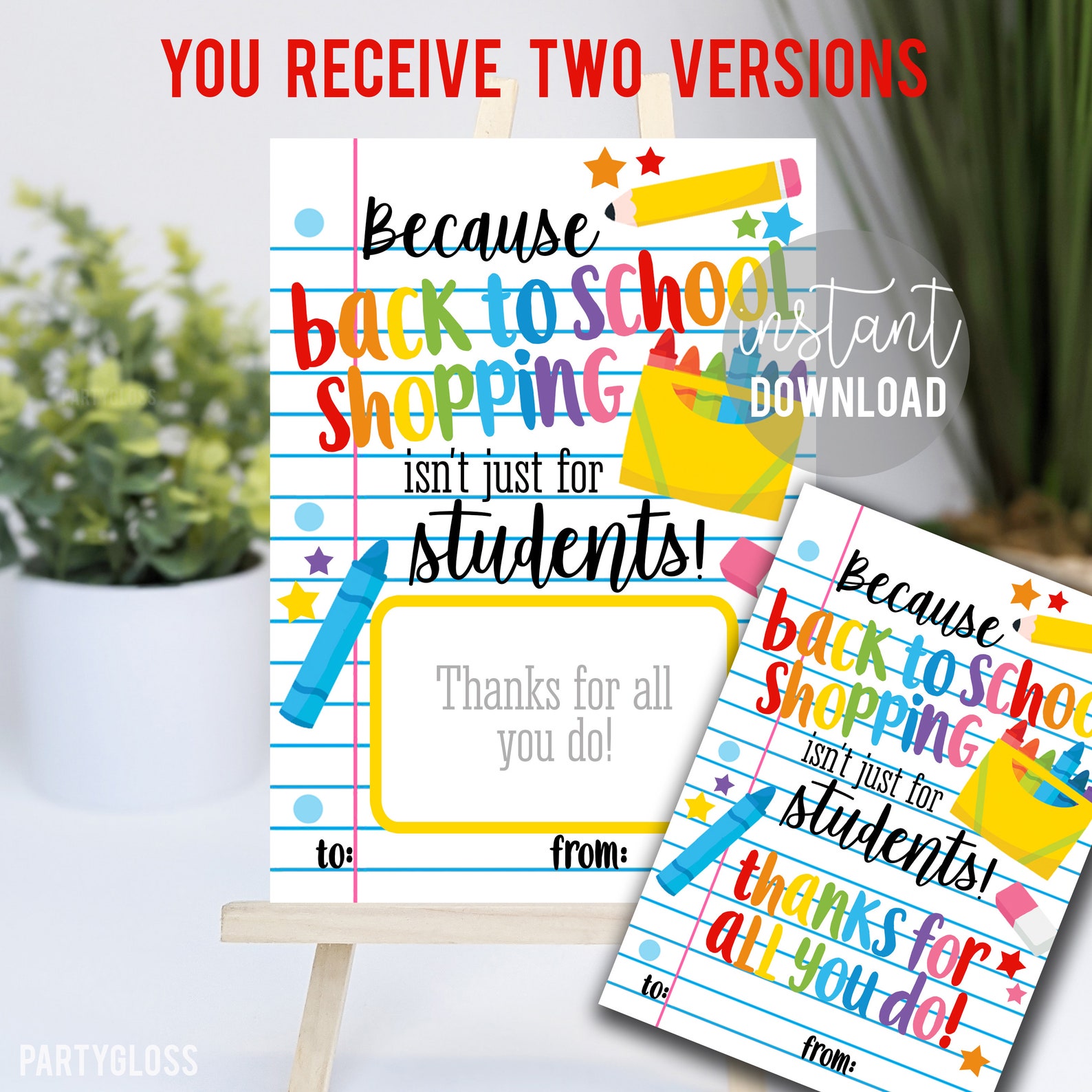 Back to School Printable Gift Card Holder, School Supply Gift Card ...