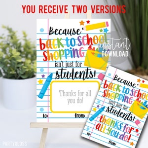 Back to School Printable Gift Card Holder, School Supply Gift Card ...