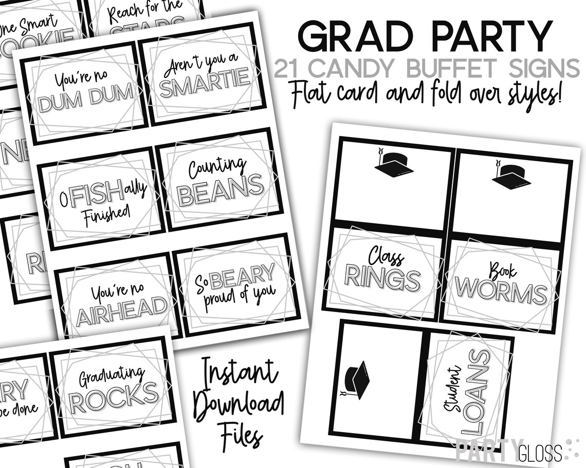 Graduation Candy Buffet Labels Candy Bar Labels Black - Etsy