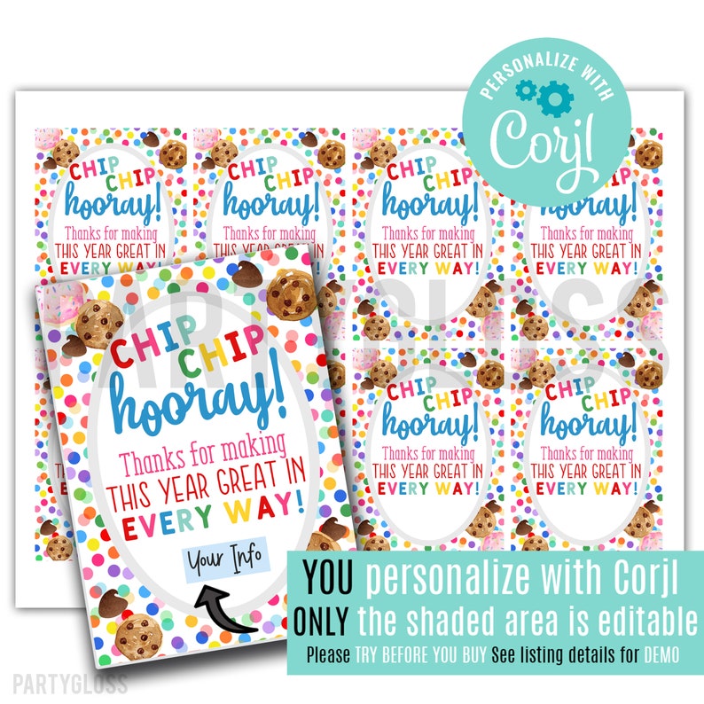 Editable Chip Chip Hooray Appreciation Printable Tag End of - Etsy