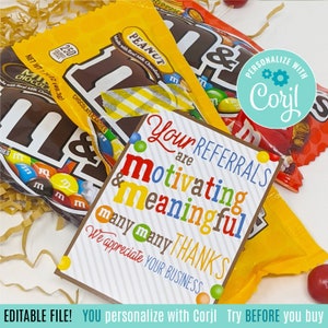 Editable Referral Appreciation Printable Gift Tags, MM Client Candy ...