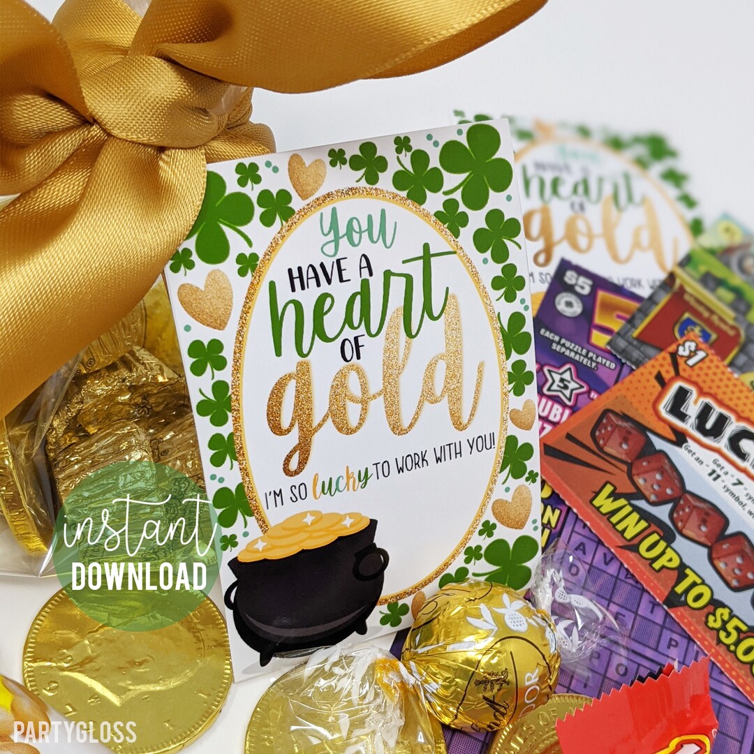 St. Patrick's Day Appreciation Printable Tags, Heart of Gold Gift Tag ...