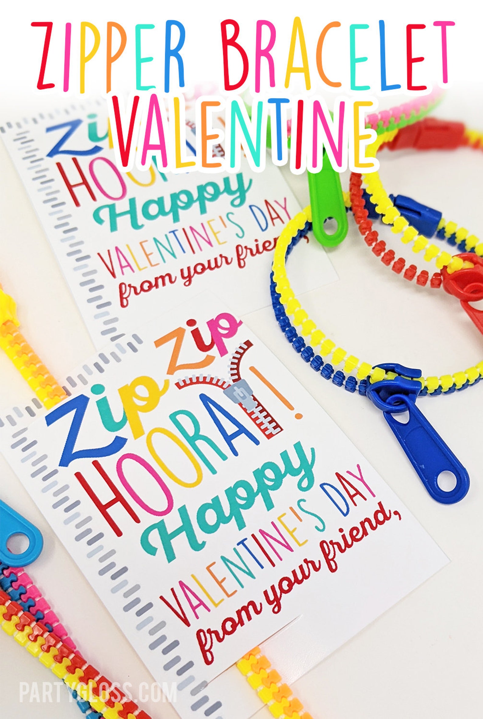 Zipper Bracelet Valentine's Day Printable Tag, Zip Zip Hooray Valentine ...