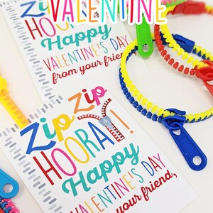 Zipper Bracelet Valentine's Day Printable Tag, Zip Zip Hooray Valentine ...