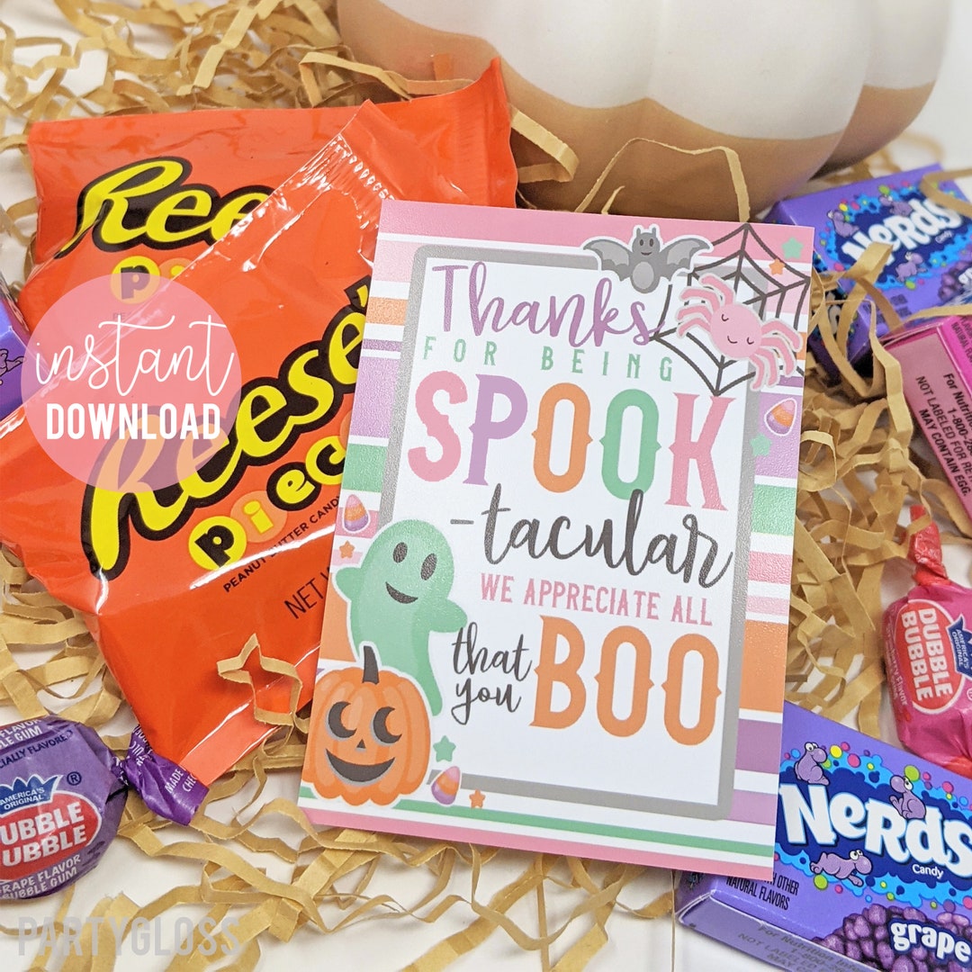 Halloween Appreciation Printable Gift Tags, PTA PTO Teacher Staff Thank ...
