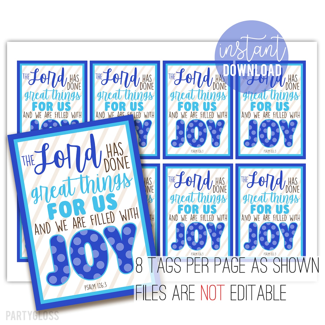 Biblical Joy Printable Gift Tags, Chocolate Candy Team Tag Friend ...