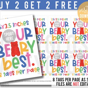 Dance Give It Your Beary Best Good Luck Printable Gift Tags, Gummy ...
