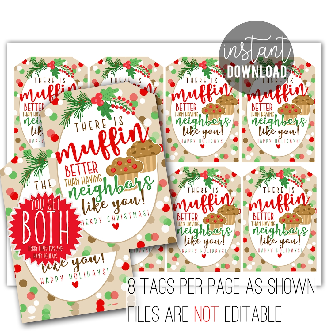 Christmas Muffin Printable Gift Tags, Office Holiday Muffins Tag ...