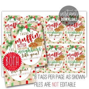 Christmas Muffin Printable Gift Tags, Office Holiday Muffins Tag ...