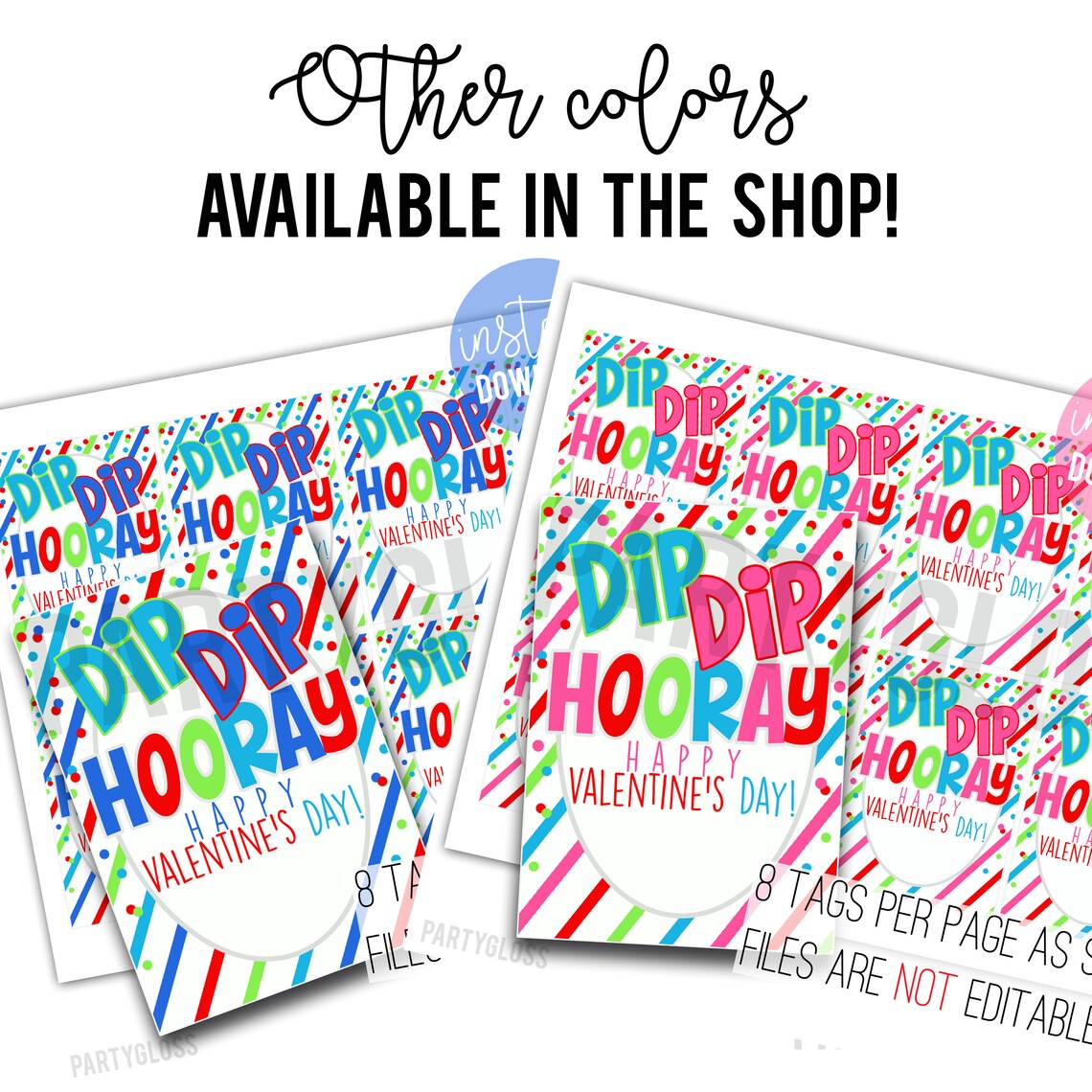 Valentine's Day Printable Tag Dip Dip Hooray Valentine - Etsy